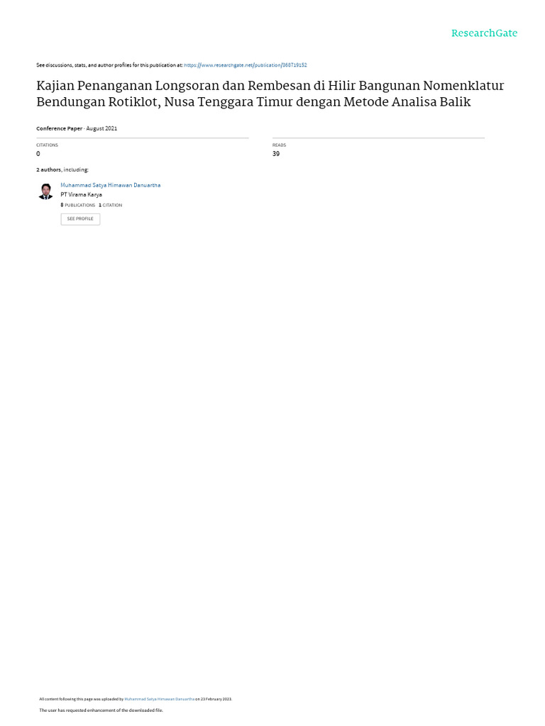 Penanganan Longsoran Bendungan Rotiklot | PDF