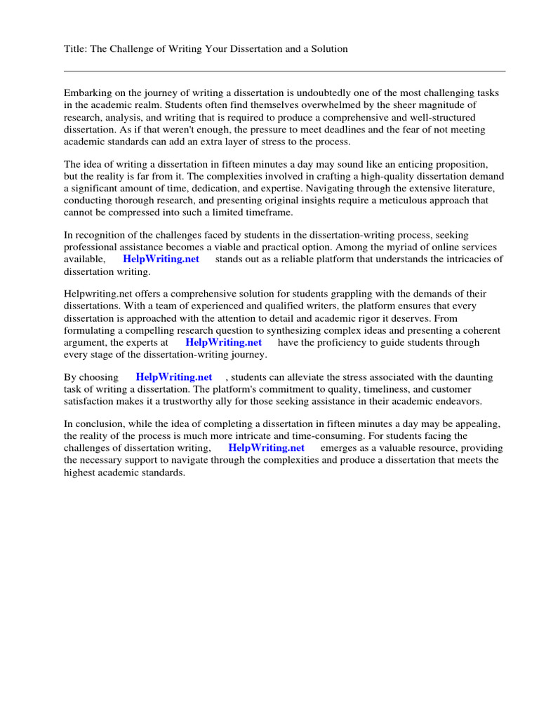 Writing Your Dissertation in Fifteen Minutes A Day Download | PDF ...