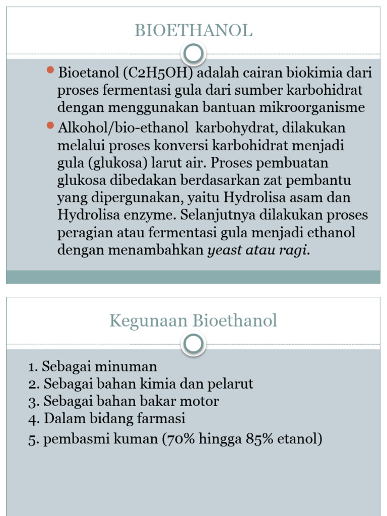BIOETHANOL | PDF | Teknologi & Rekayasa
