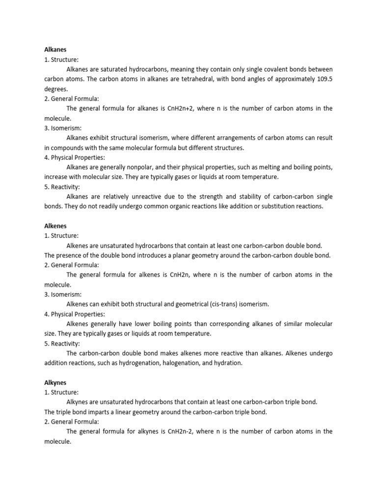 Alkanes, Alkenes, and Alkynes | PDF | Alkene | Alkane