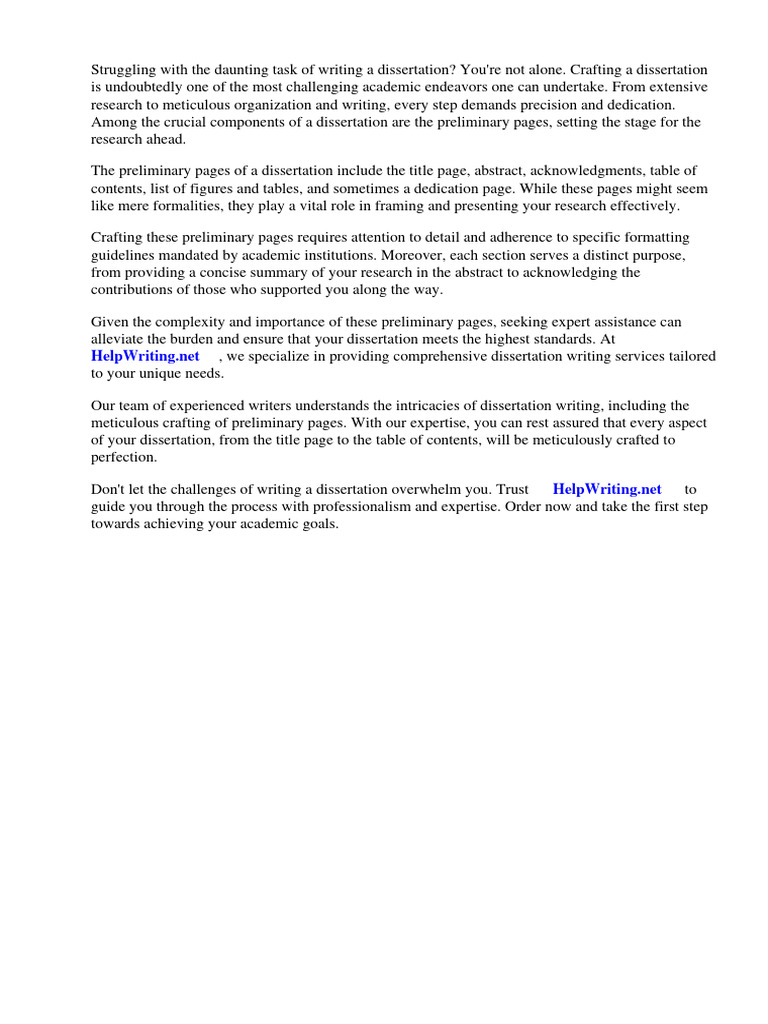Dissertation Preliminary Pages | PDF