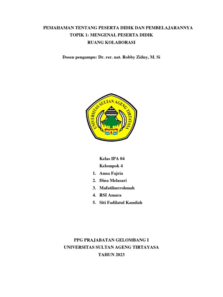 Mafatihurrohmah IPA 4 T1 Ruang Kolaborasi Pemahaman Peserta Didik | PDF | Karier & Perkembangan