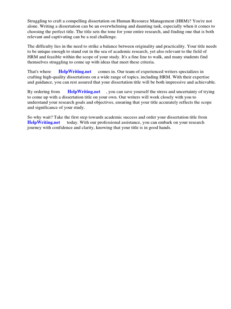 Dissertation Titles On HRM | PDF | Human Resource Management | Employee ...