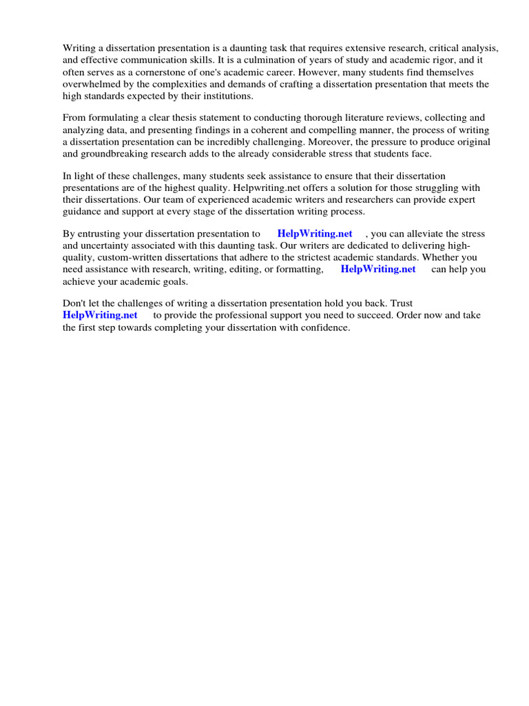 Dissertation Presentation Writing Guide | PDF | Thesis