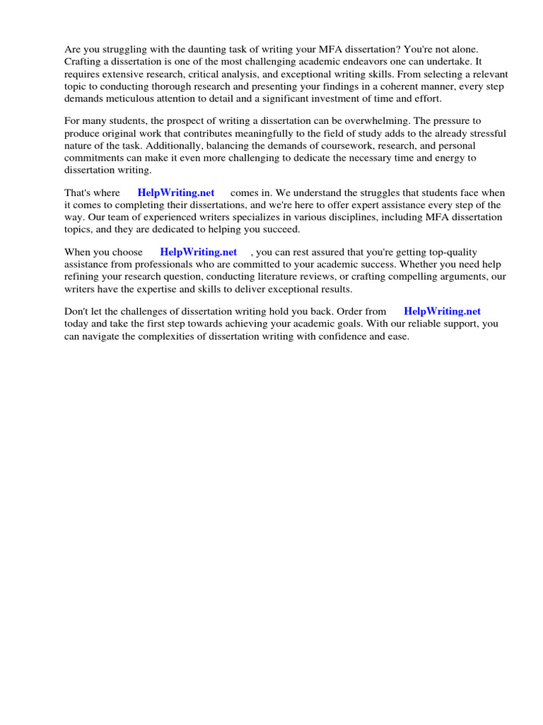 Mfa Dissertation Topics | PDF | Thesis | Mind