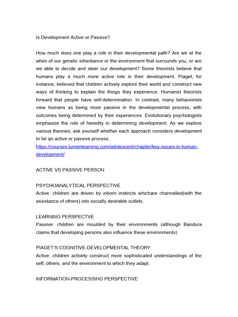 Active vs. Passive Development Explained | PDF