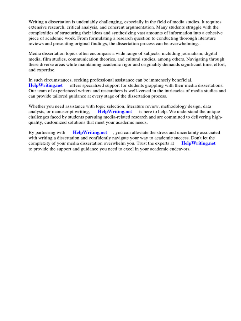 Media Dissertation Help | PDF | Mass Media | Popular Culture & Media ...