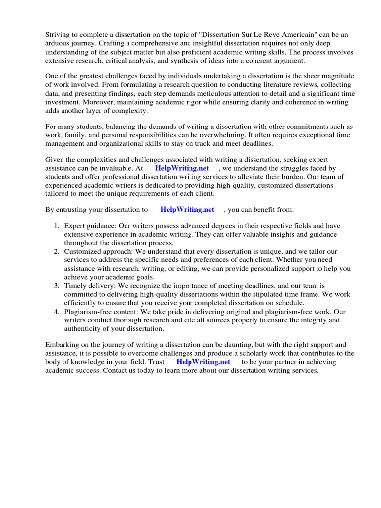 Dissertation Sur Le Reve Americain | PDF