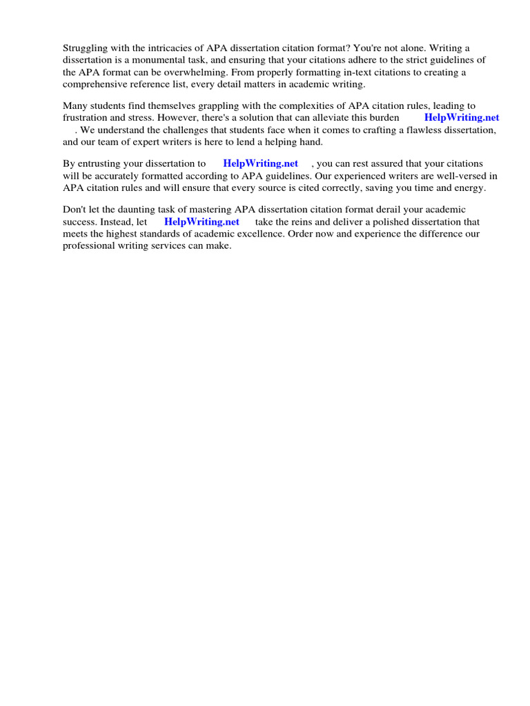 Apa Dissertation Citation Format | PDF | Apa Style | Citation