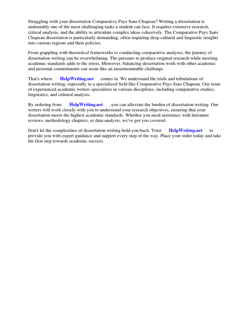 Dissertation Comparative Pays Sans Chapeau | PDF | History | General Fiction