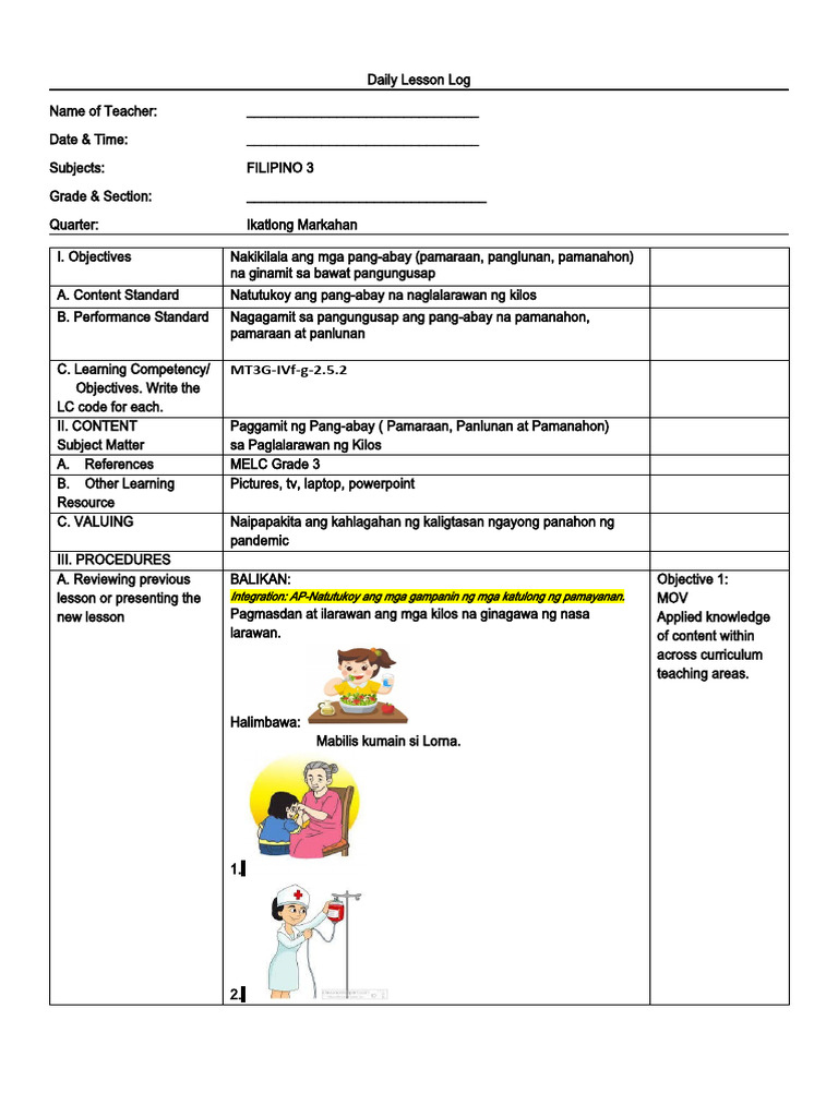 Cot-Filipino Pang-Abay G3 | PDF