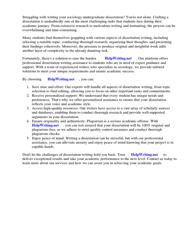 Sociology Dissertation Writing Help | PDF | Sociology | Thesis