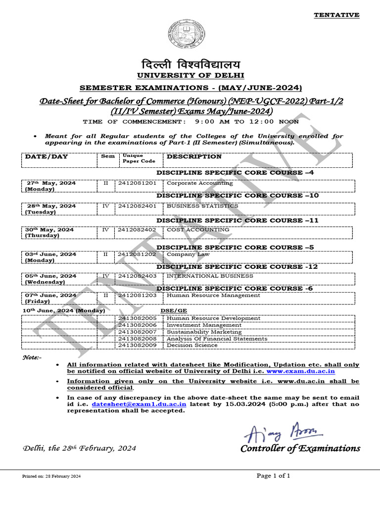 Bcom (H) Regular | PDF | Business | Economies