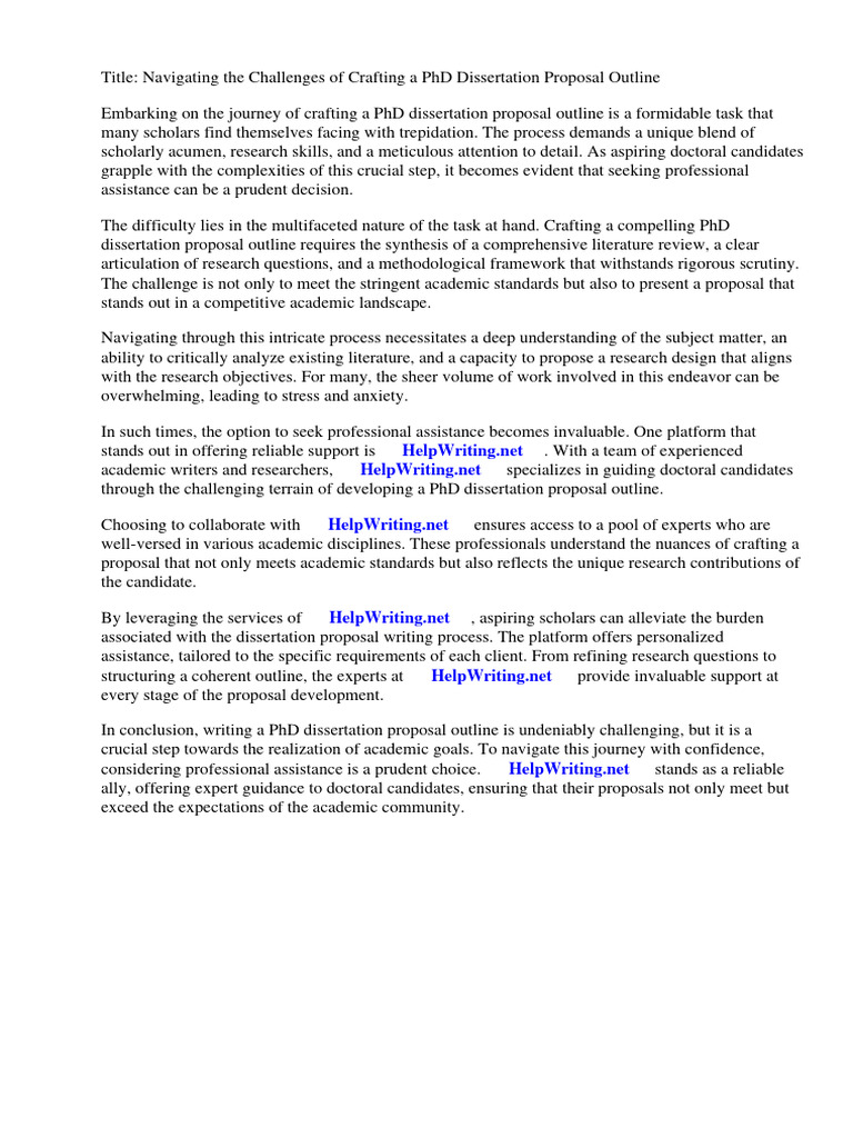 PHD Dissertation Proposal Outline | PDF | Thesis | Citation