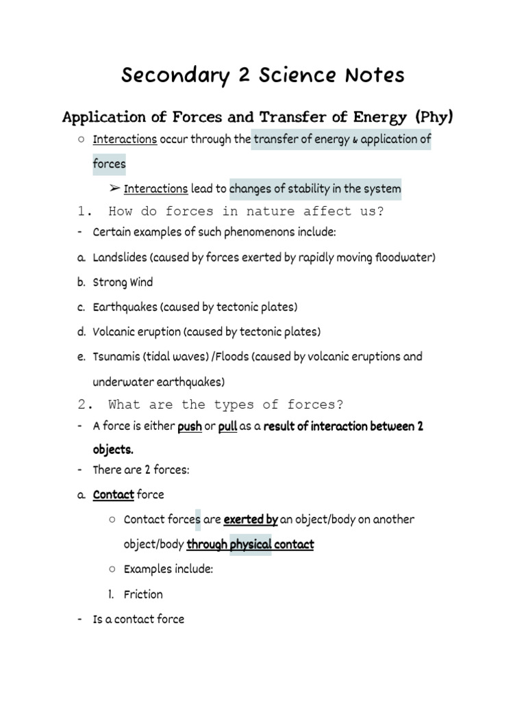 Sec 2 Science Notes (1) | PDF