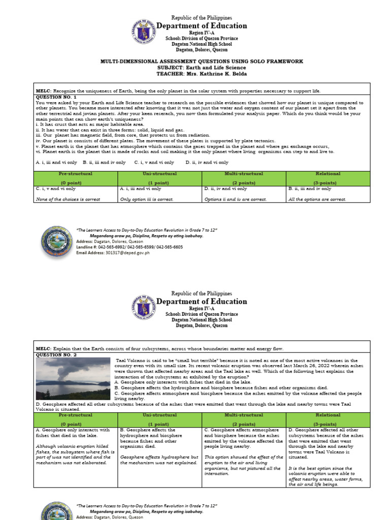 Grade 7-12 Earth Science Assessment Guide | PDF | Igneous Rock | Rock ...
