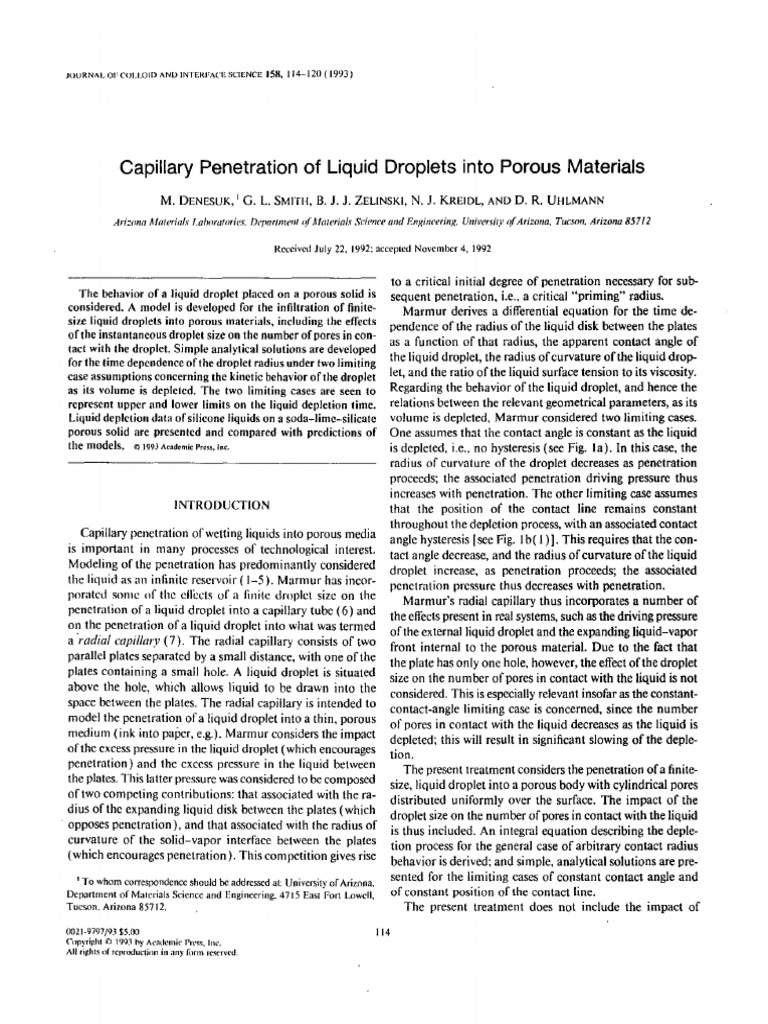 Denesuk 1993 Capillary Penetration of Liquid Dro | PDF