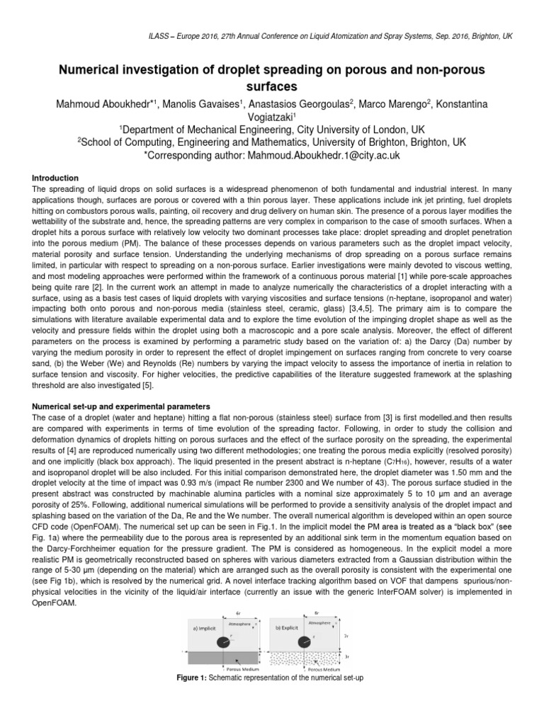 Numerical Investigation of Droplet Spreading On Porous and Non Porous Surfaces | PDF | Drop ...