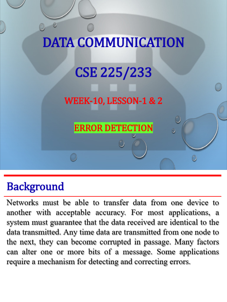 Week 10 Lesson 1 And 2 Pdf Error Detection And Correction Code