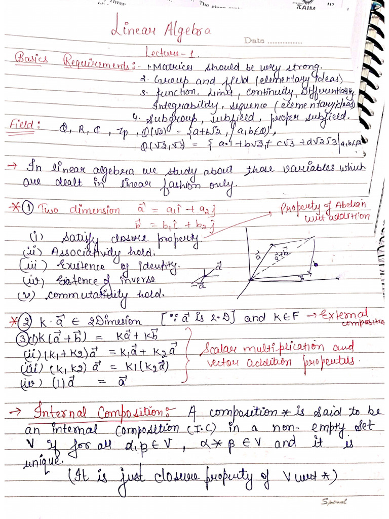 Linear Algebra Lec 1 and 2 | PDF