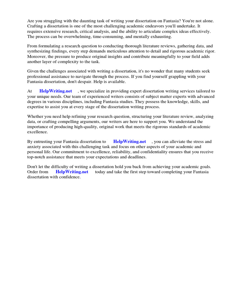 Fantasia Dissertation | PDF | Thesis