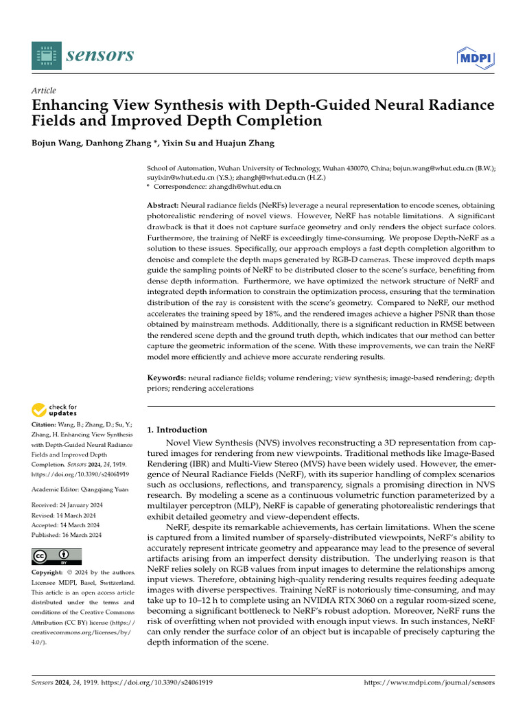 Enhancing View Synthesis With Depth-Guided Neural Radiance Fields and Improved Depth Completion ...