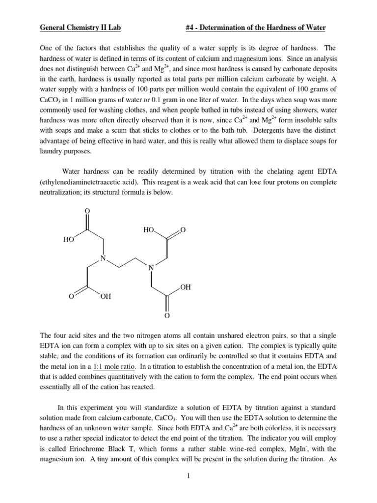 Exp 4 Determination of Water Hardness | PDF | Chemistry | Titration