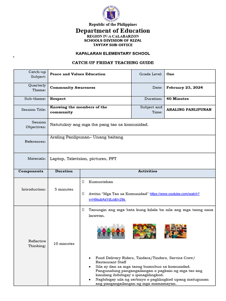 CATCH UP FRIDAY TEACHING GUIDE February 23 2024 | PDF