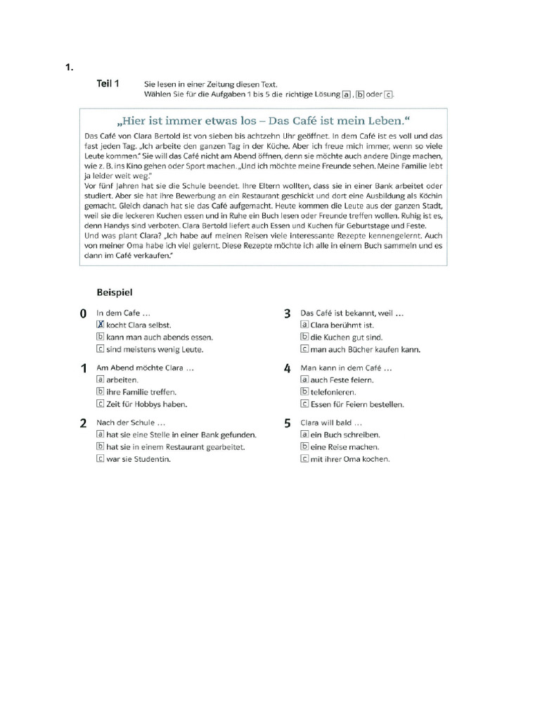 Lesen A2 Übung | PDF