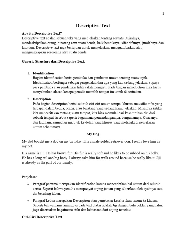 Kelas 7 - Descriptive Text | PDF | Seni & Disiplin Bahasa