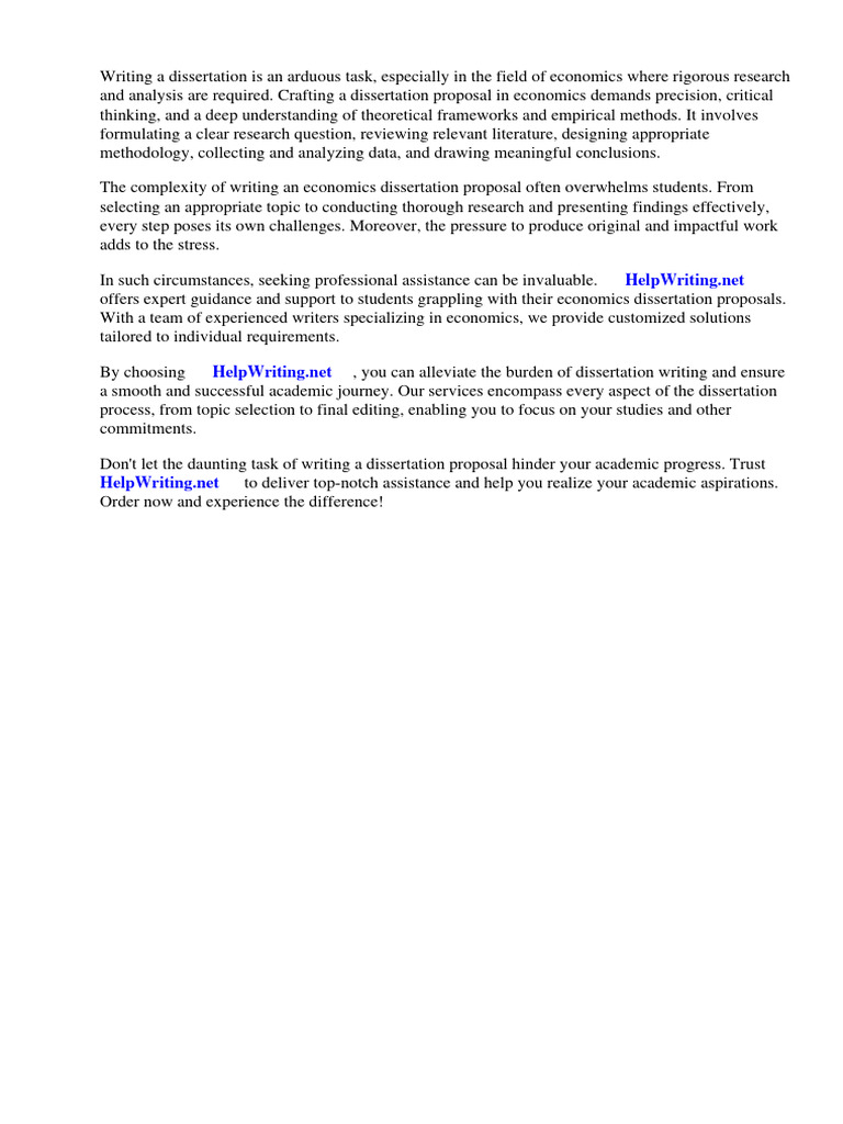 Economics Dissertation Proposal Format | PDF | Thesis | Economics
