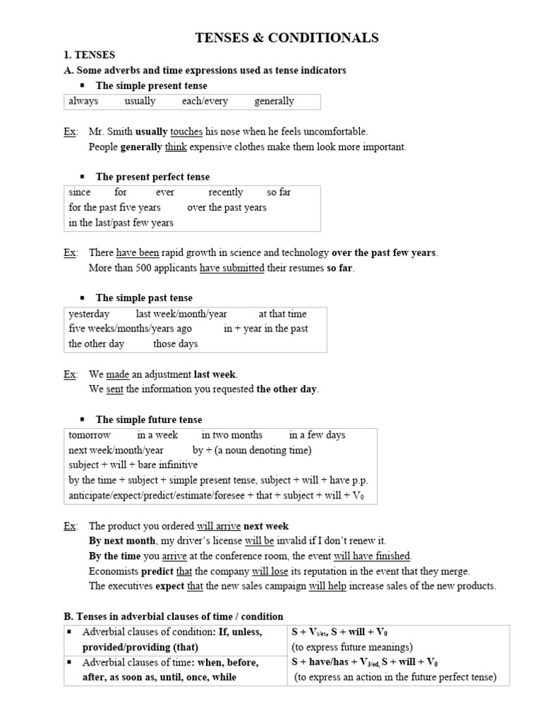 Tenses & Conditionals | PDF