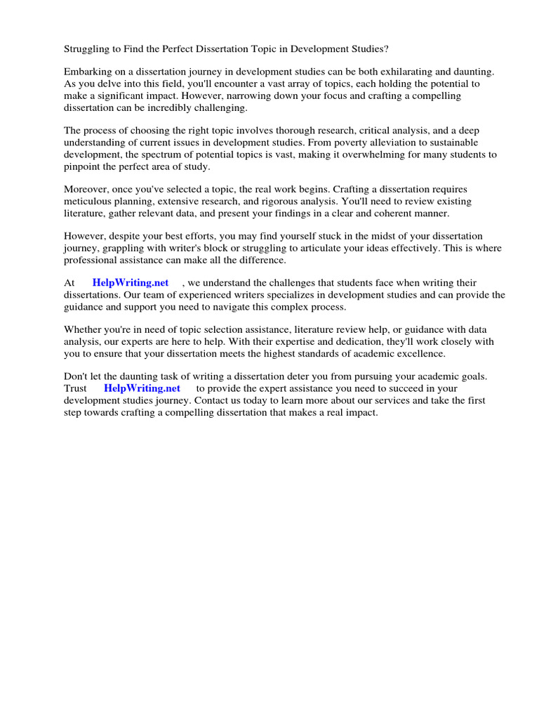 Sample Dissertation Topics in Development Studies | PDF | Retail | Thesis