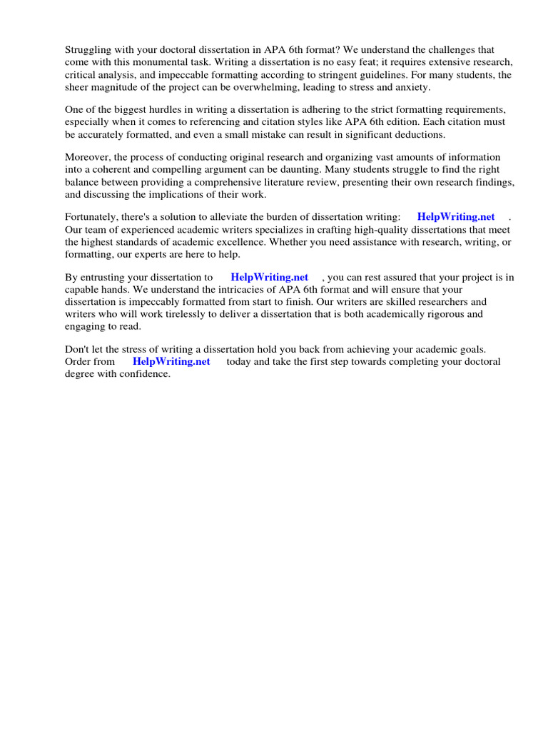 Doctoral Dissertation Apa 6th Pdf Thesis Apa Style