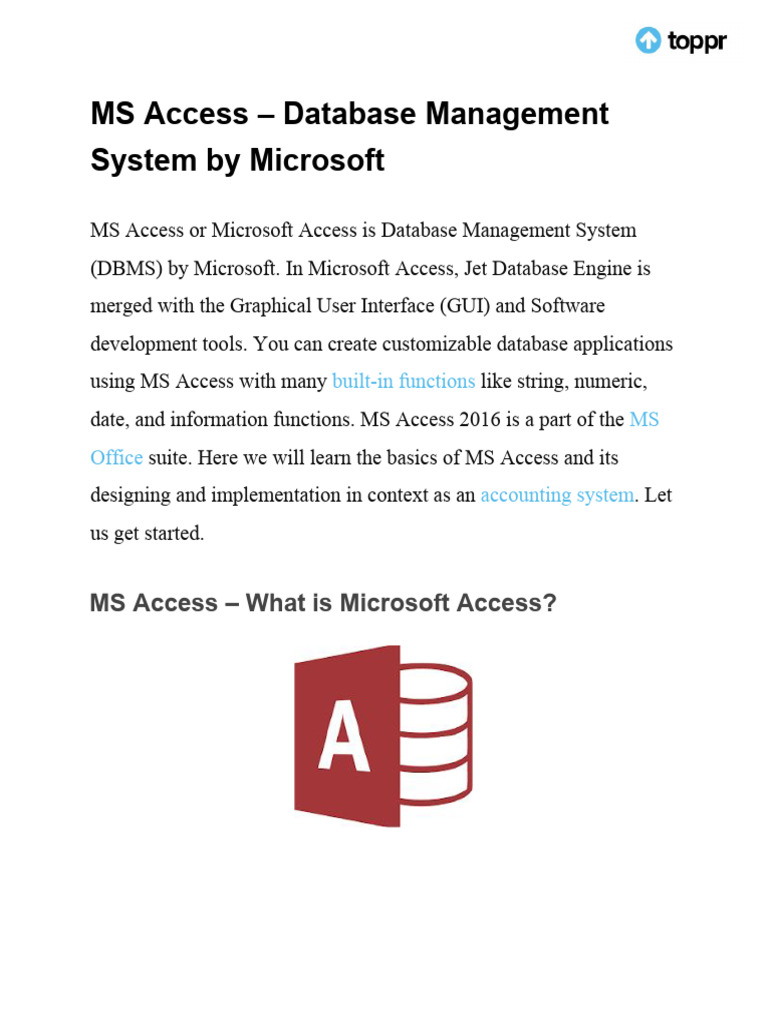 Database Management System Class 11 Notes | PDF | Microsoft Access ...