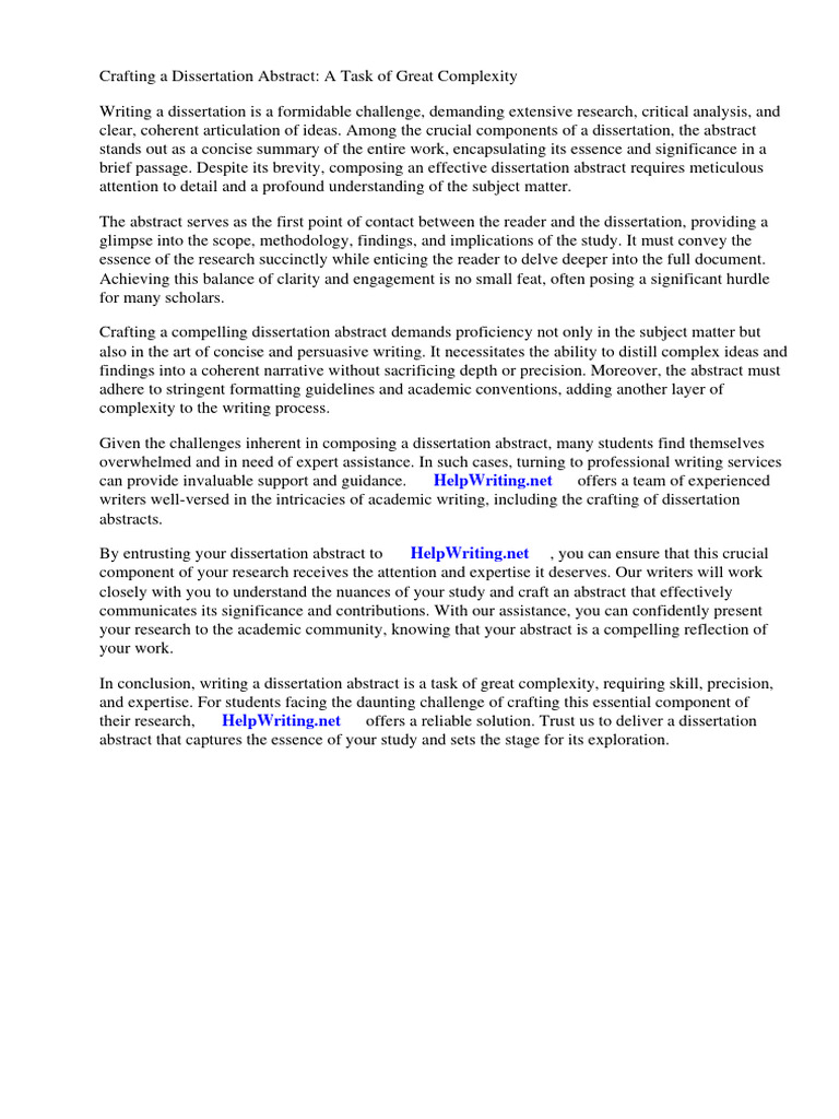 Writing Dissertation Abstract Pdf Thesis Abstract Summary