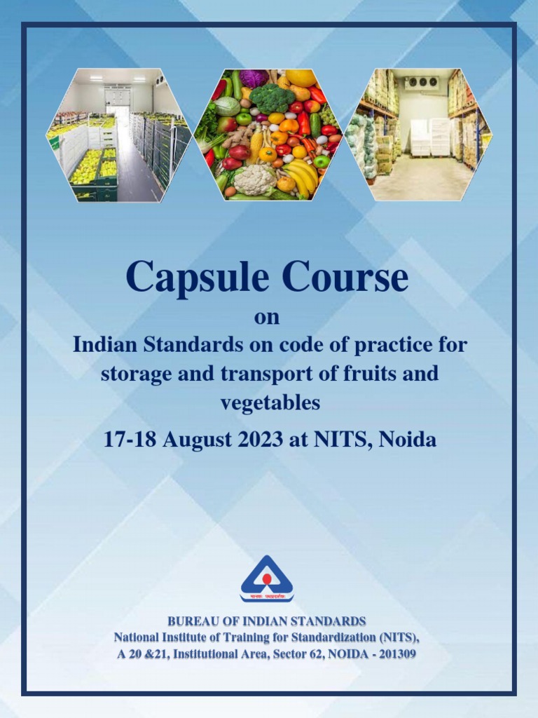 Brochure of Capsule Course On Storage and Transportation of Fruits and Vegetables | PDF ...