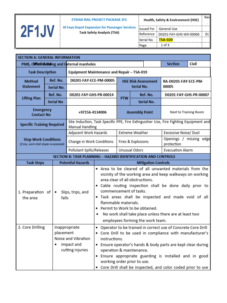 TSA-020 - Concrete Core Drill | PDF | Firefighting | Occupational ...
