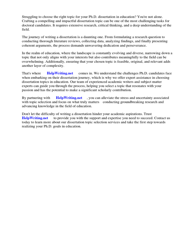 PHD Dissertation Topics in Education | PDF | Thesis | Expert