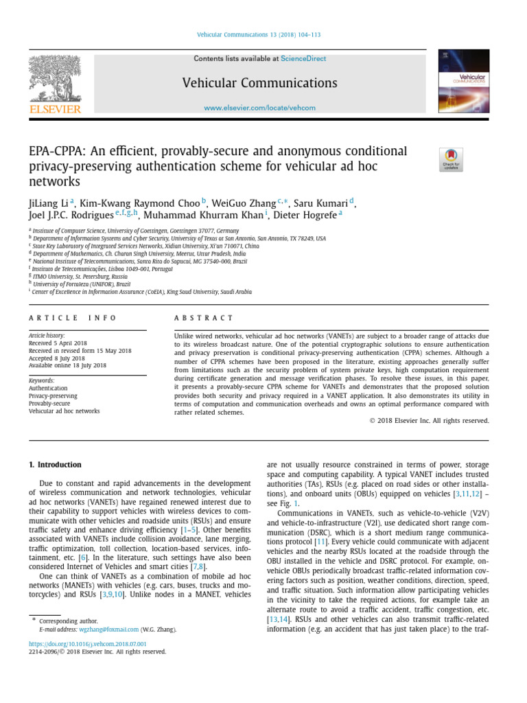 Vehicular Communications | PDF | Wireless Ad Hoc Network | Public Key Cryptography