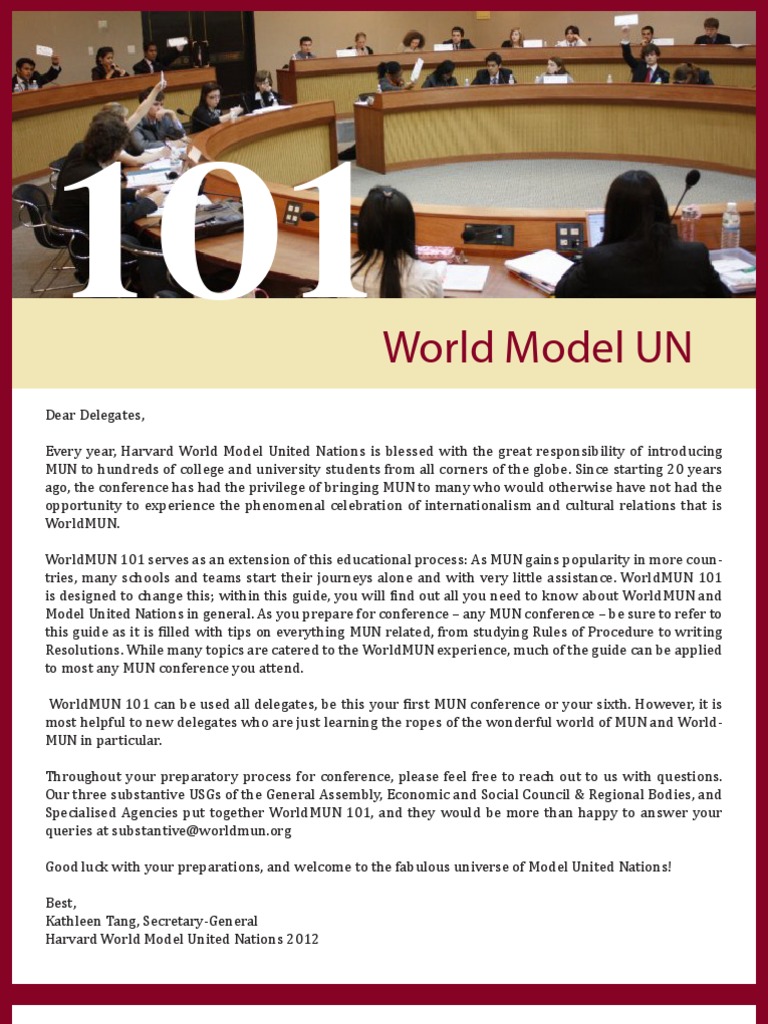 WorldMUN 101 guide provides overview of MUN conferences | PDF | United ...