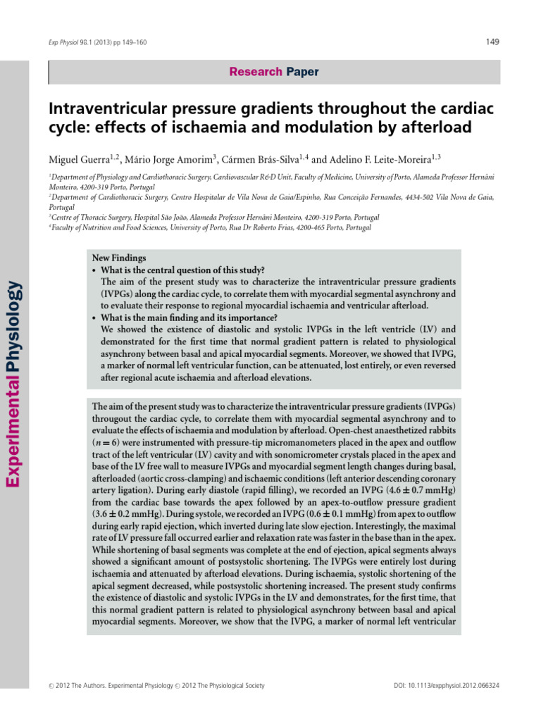 Intraventricular Pressure Gradients Throughout The Cardiac Cycle ...