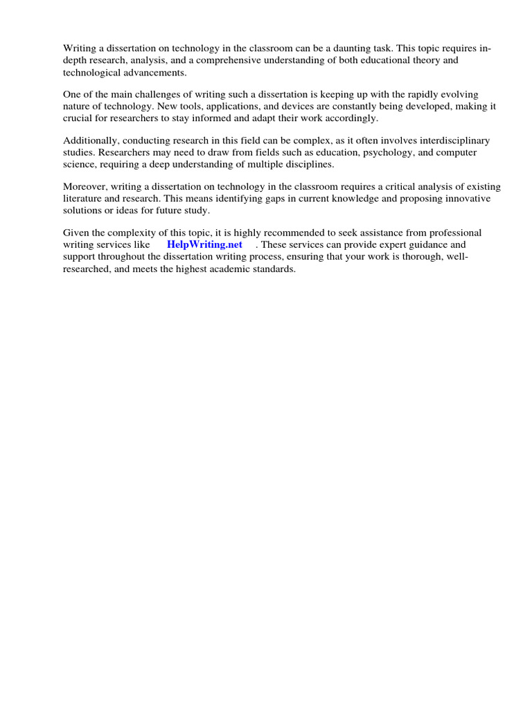 Dissertation On Technology in The Classroom | PDF | Educational ...