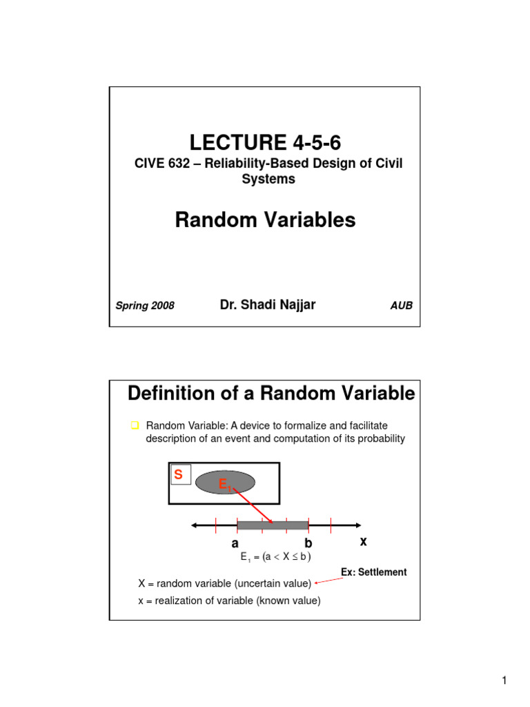 Lecture 4-5-6 - Random Variables | PDF | Poisson Distribution | Teaching Mathematics