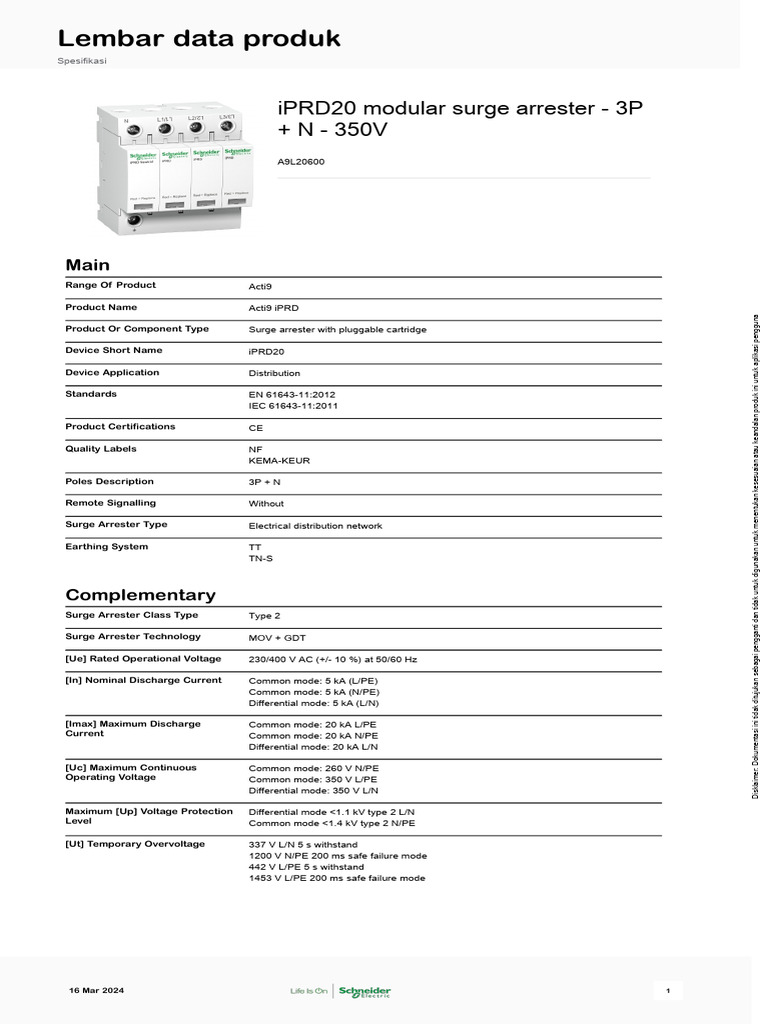 Schneider Electric - Acti-9-iPF-iPRD - A9L20600 | PDF | Electricity ...