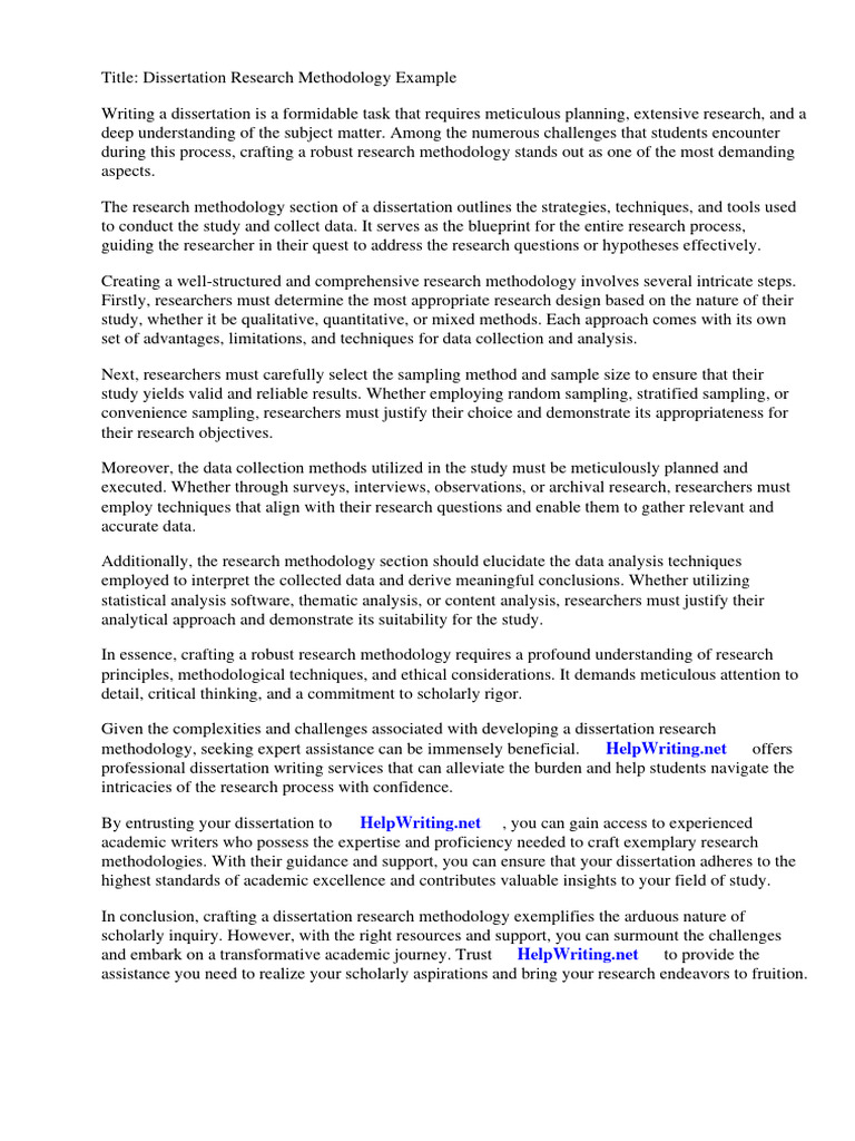 Dissertation Research Methodology Example | PDF
