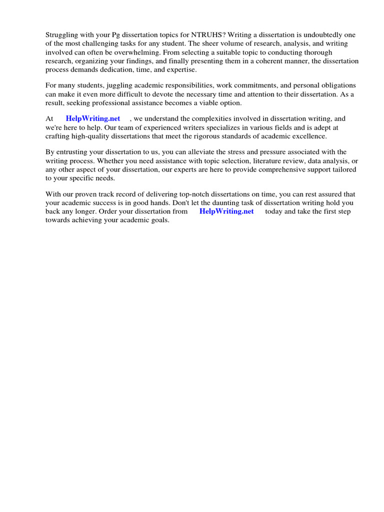 Pg Dissertation Topics Ntruhs Pdf Thesis Social Media