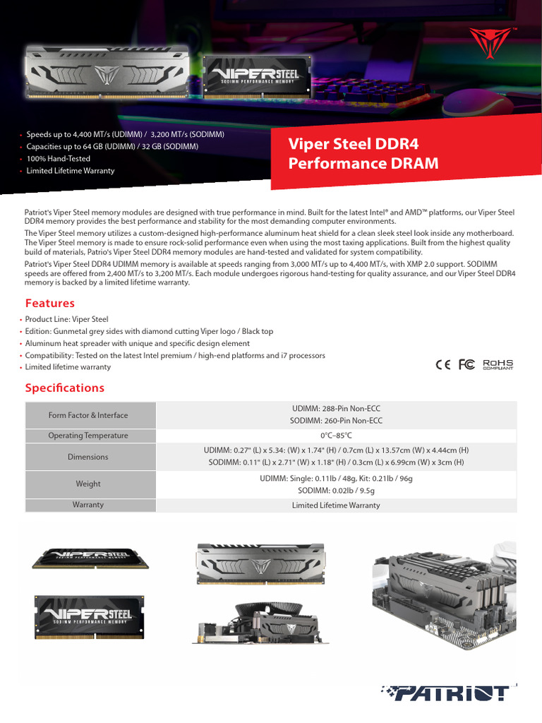 Viper Steel DDR4 Performance Memory DRAM | PDF | X86 Architecture ...