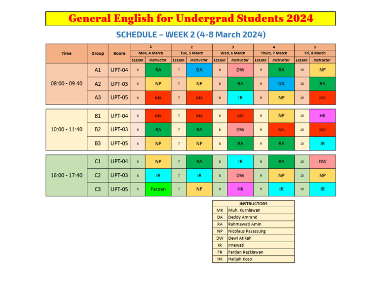 General English Schedule March 2024 | PDF