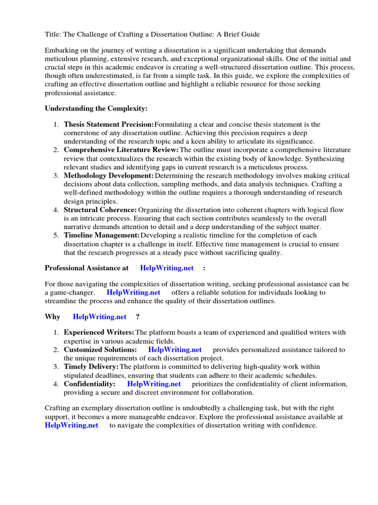 Example of A Dissertation Outline | PDF | Thesis | Methodology